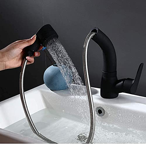 Kitchen Sink Taps Faucet Spiral Spring Kitchen Sink Mixer Tap Low Pressure Basin Mixer Tap with Dish Rinser Matte Black Chrome