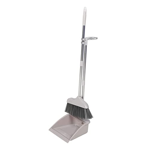 Levemolo 1 Set Indoor Kitchen Broom Stainless Supplies Up Standing Handle Stand Home Tools Floor Long Device Cleaning for and Garbage Lobby Supple Bristle Lightweight Office Steel