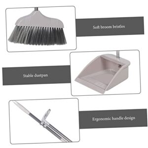 Levemolo 1 Set Indoor Kitchen Broom Stainless Supplies Up Standing Handle Stand Home Tools Floor Long Device Cleaning for and Garbage Lobby Supple Bristle Lightweight Office Steel