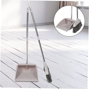 Levemolo 1 Set Indoor Kitchen Broom Stainless Supplies Up Standing Handle Stand Home Tools Floor Long Device Cleaning for and Garbage Lobby Supple Bristle Lightweight Office Steel