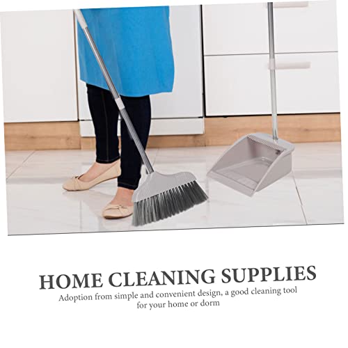 Levemolo 1 Set Indoor Kitchen Broom Stainless Supplies Up Standing Handle Stand Home Tools Floor Long Device Cleaning for and Garbage Lobby Supple Bristle Lightweight Office Steel