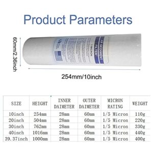 Whole House Water Filter, Home Water Filter, 1/5 Micron, Sediment Water Filter Replacement Cartridge PP Cotton Filter for Reverse Osmosis Water Filter System Under Sink Well Water,20inch/1 micron,3pcs