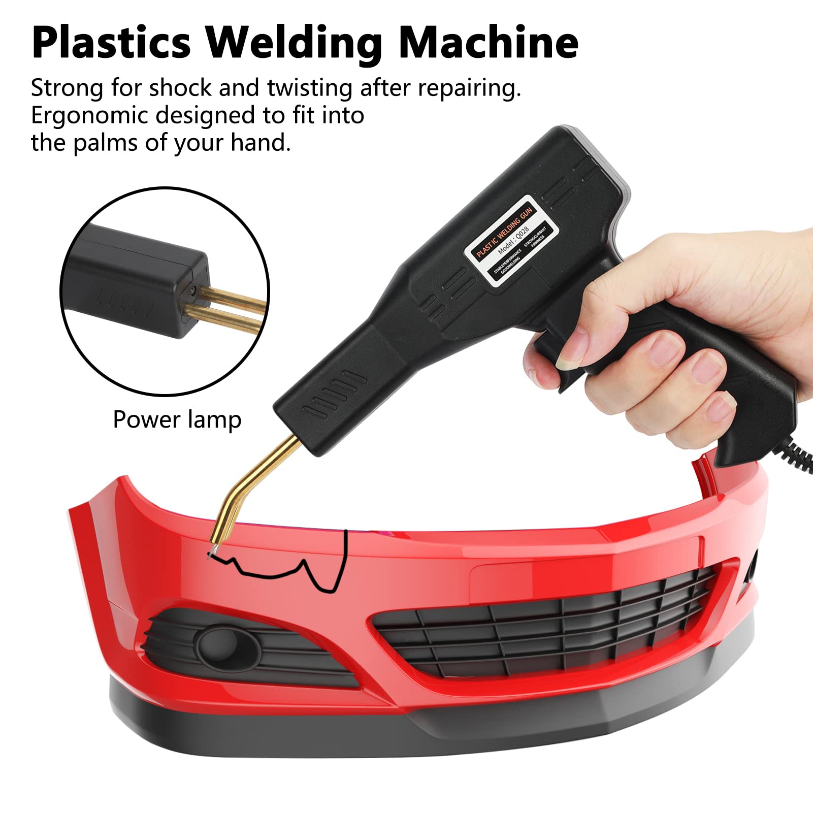 Plastic Repair Welder Kit Hot Stapler & Plastic Welding Iron, Welding Kit 600 Staples, Reinforcing Mesh, Fix Crack Car Bumper Fender Kayak Quick Sturdy Repair, Welding Gun Repair Equipment Tools