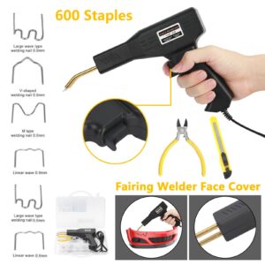 Plastic Repair Welder Kit Hot Stapler & Plastic Welding Iron, Welding Kit 600 Staples, Reinforcing Mesh, Fix Crack Car Bumper Fender Kayak Quick Sturdy Repair, Welding Gun Repair Equipment Tools