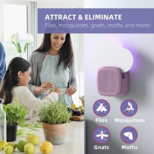 Careland Plug in Fly Traps for Indoors Electric Flying Insect Trap Gnat Killer for Home - Catch Fruit Flies, Mosquitoes, Gnats, Moths & Other Insects with UV Light and Sticky Board (Purple 2pack)