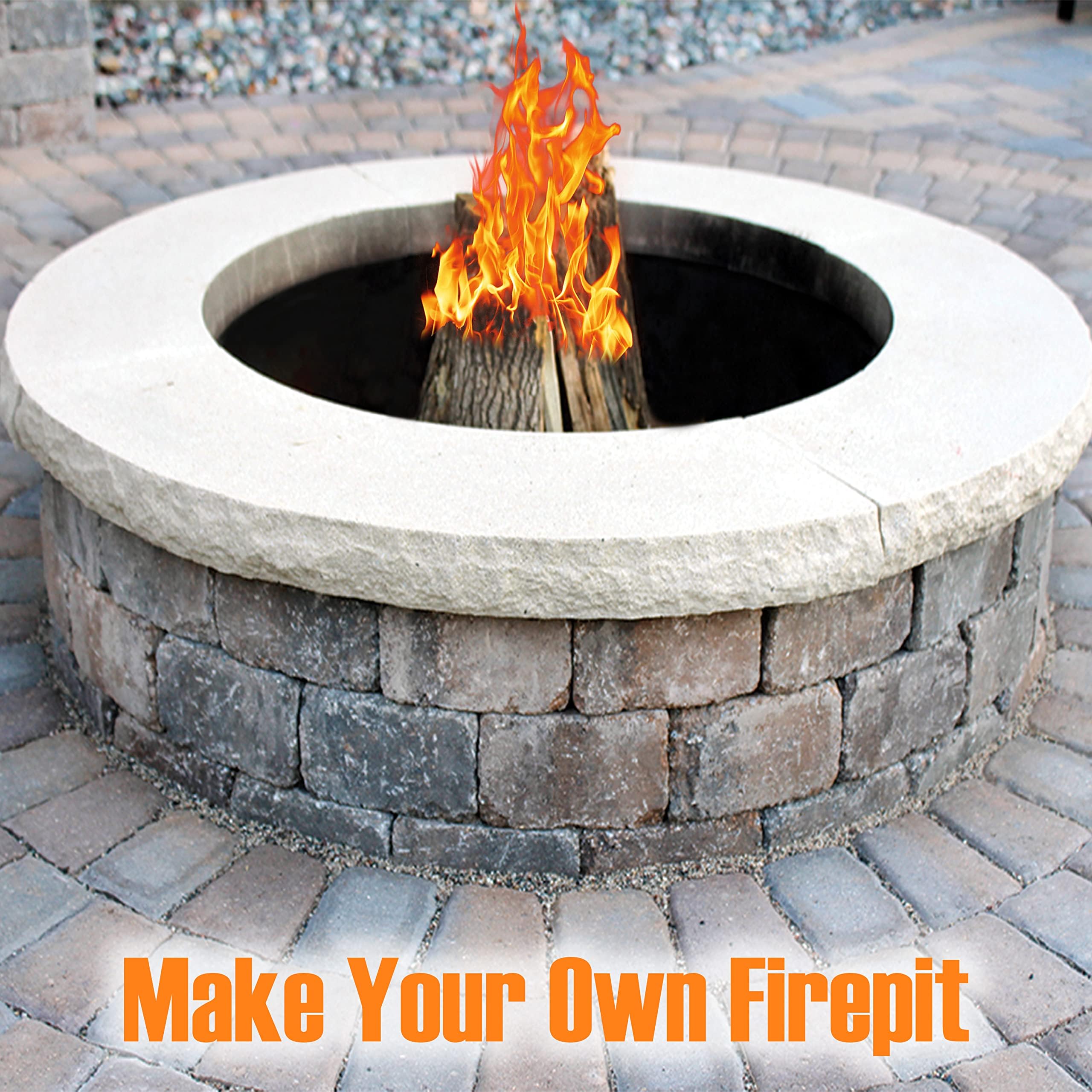 FEBTECH Fire Rings for Outdoors Heavy Duty – Fire Pit Ring 60" – Fire Pit Insert Round DIY fire Pit Liner - Above or In-Ground Fire Ring for Outdoor Garden, Camping Black