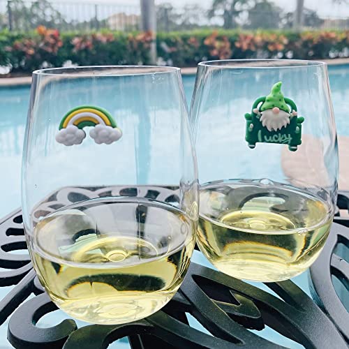 St. Patricks Day Gnome Wine Glass Charms - 6 Magnetic Drink Markers for your St. Pats Party