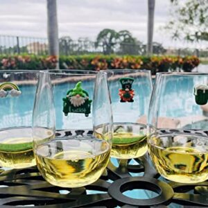 St. Patricks Day Gnome Wine Glass Charms - 6 Magnetic Drink Markers for your St. Pats Party