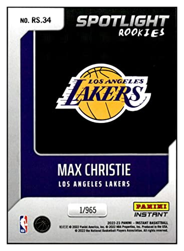 MAX CHRISTIE RC 2022-23 Panini Instant Spotlight Rookies /965#34 Lakers NM+-MT+ NBA Basketball