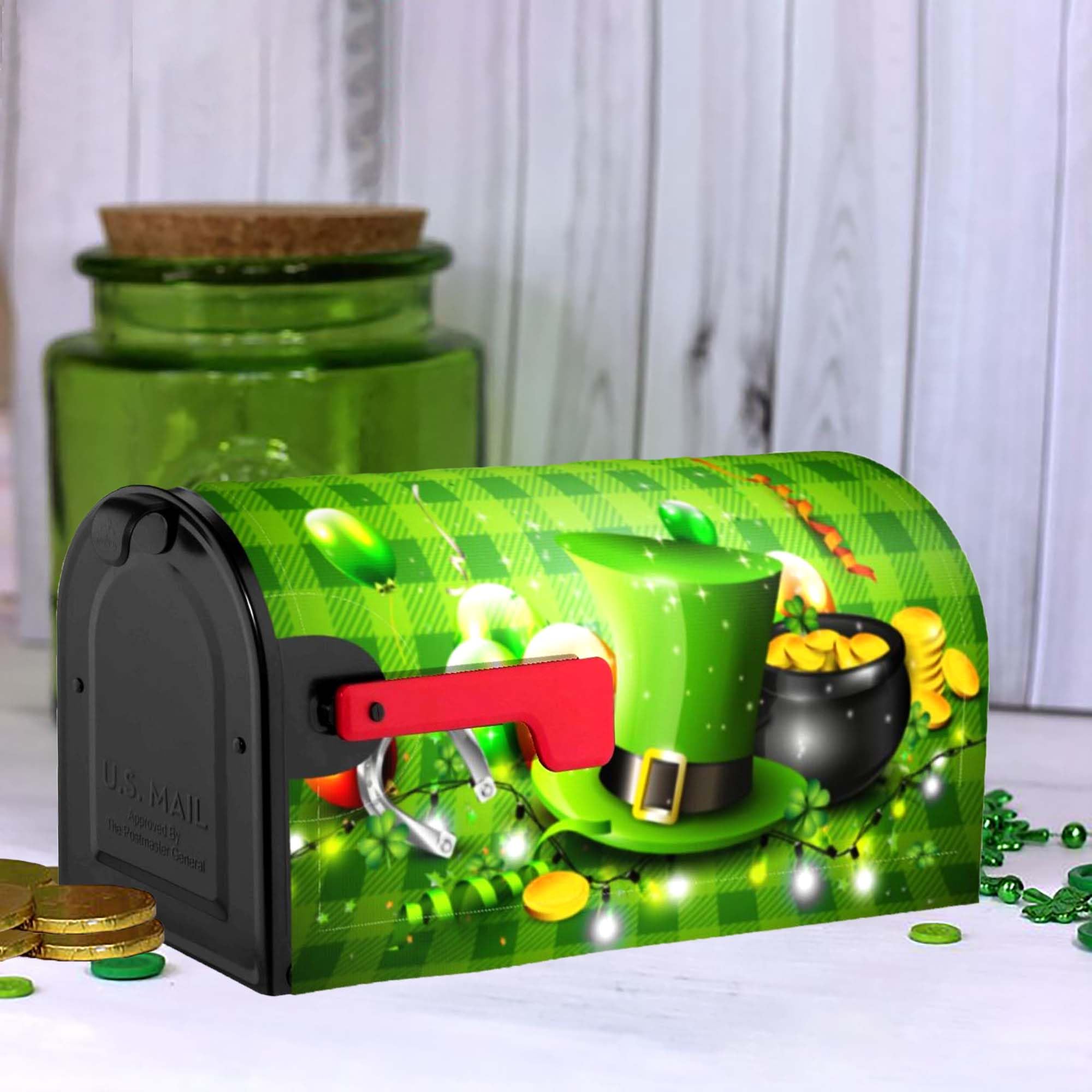 St. Patrick's Day Mailbox Covers Magnetic Letter Post Box Cover Wrap Decoration Welcome Home Garden Outdoor Yard Outside Farmhouse Home Decor 21" Lx 18" W