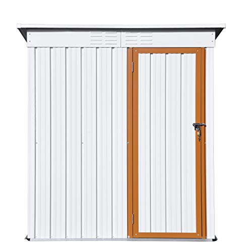 Morhome Sheds & Outdoor Storage, 5x3 FT Outdoor Storage Shed, Outdoor Shed Garden Shed Tool Shed with Lockable Door for Garden Backyard Patio,White+offee