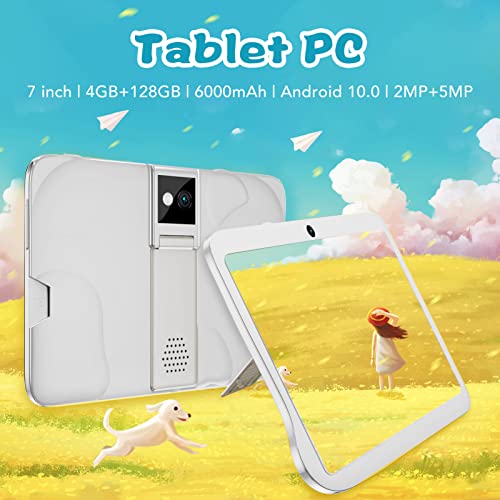 soobu Tablet, 7in Kids Tablet Large Storage Capacity IPS HD Display 5GWifi Dual Band White for Reading (White)