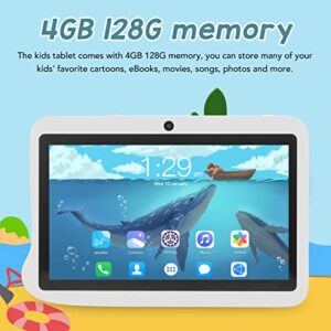 soobu Tablet, 7in Kids Tablet Large Storage Capacity IPS HD Display 5GWifi Dual Band White for Reading (White)