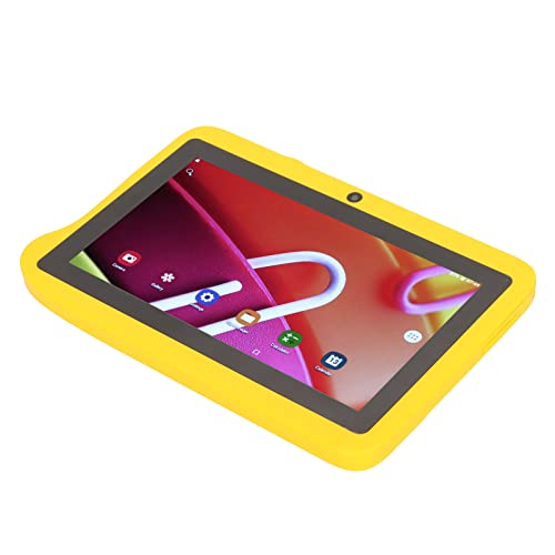 soobu Kids Tablet, 4GB 128G HD Tablet LED Screen Front 2MP Rear 5MP 100-240V for Android 10 for Reading (Yellow)