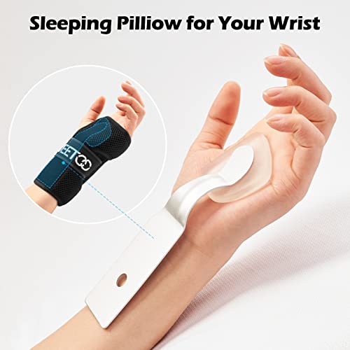 FREETOO Wrist Brace for Carpal Tunnel Relief Night Support with Soft Pad, Hand Brace with 3 Stays for Women Men Work, Adjustable Wrist Splint Fit Left Right Hand for Arthritis, Tendonitis(Left, S/M)