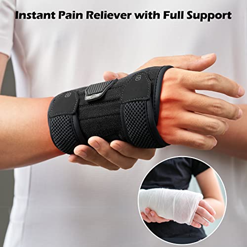 FREETOO Wrist Brace for Carpal Tunnel Relief Night Support with Soft Pad, Hand Brace with 3 Stays for Women Men Work, Adjustable Wrist Splint Fit Left Right Hand for Arthritis, Tendonitis(Left, S/M)