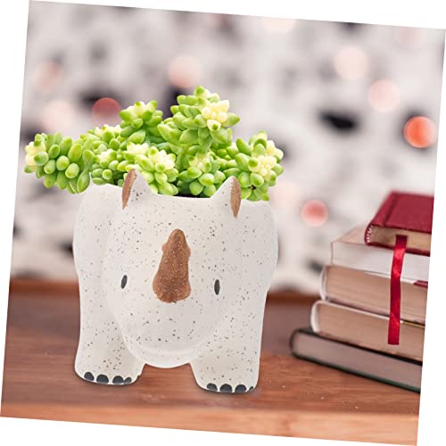 HANABASS Flower Pot Statue Flower Figurine Ceramic Cow Holder Oddish Succulent Bonsai with Vase Indoor and Elephant Air Planting Cute Center Desktop Tabletop Decoration Cartoon Decors Planting Pots