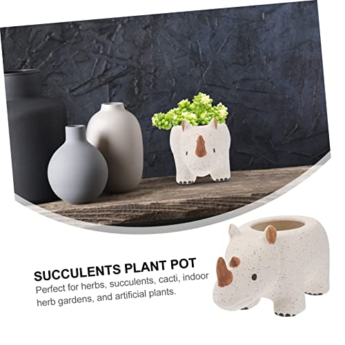 HANABASS Flower Pot Statue Flower Figurine Ceramic Cow Holder Oddish Succulent Bonsai with Vase Indoor and Elephant Air Planting Cute Center Desktop Tabletop Decoration Cartoon Decors Planting Pots