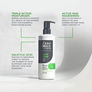 DOVE MEN + CARE Advanced Care Cleanser Acne Clear 3 Count for Acne Prone Skin Face + Body Cleanser with 1% Salicylic Acid 16.9 oz