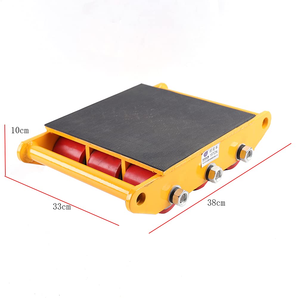 Machinery Mover, 15T Machinery Skate Dolly, 33000lbs Machinery Moving Skate, Machinery Mover Skate w/ 9 Rollers & Reinforced Large Nuts, Heavy Duty Industrial Moving Equipment