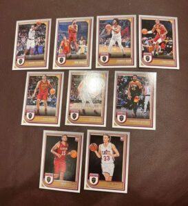 2022-23 panini nba hoops cleveland cavaliers team set includes rookies (hand collated) of 9 cards: #66 darius garland #67 evan mobley #68 jarrett allen #70 caris levert #71 isaac okoro #72 kevin love #215 donovan mitchell #268 isaiah mobley #272 luke trav