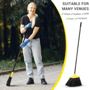 Nuenen 8 Pack Brooms Heavy Duty Commercial Broom Bulk Indoor Outdoor Broom with Long Handle for Courtyard Garage Garden Lobby Mall Market Floor Home Kitchen Office (Yellow)