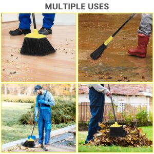 Nuenen 8 Pack Brooms Heavy Duty Commercial Broom Bulk Indoor Outdoor Broom with Long Handle for Courtyard Garage Garden Lobby Mall Market Floor Home Kitchen Office (Yellow)