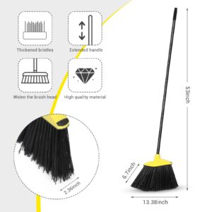 Nuenen 8 Pack Brooms Heavy Duty Commercial Broom Bulk Indoor Outdoor Broom with Long Handle for Courtyard Garage Garden Lobby Mall Market Floor Home Kitchen Office (Yellow)