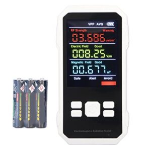 handheld radiation detector, digital geiger counter dosimeter rf radiation monitor electromagnetic radiation tester with battery handheld radiation meter for home, office, factory (white)