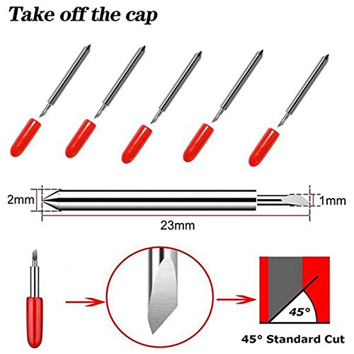 Latwne 25Pcs 45 Degree for Cutting Plotter Vinyl Cutter Knife Blade Blade High Hardness Tungsten Carbide Machine Tool