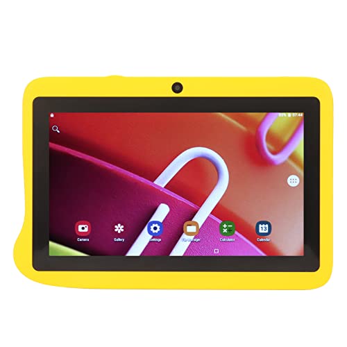 Naroote HD Tablet, 6000mAh Battery 7 Inch Kids Tablet 100-240V 2.4G 5G Dual Band Yellow Octa Core Processor for Study for Android 10 (Yellow)