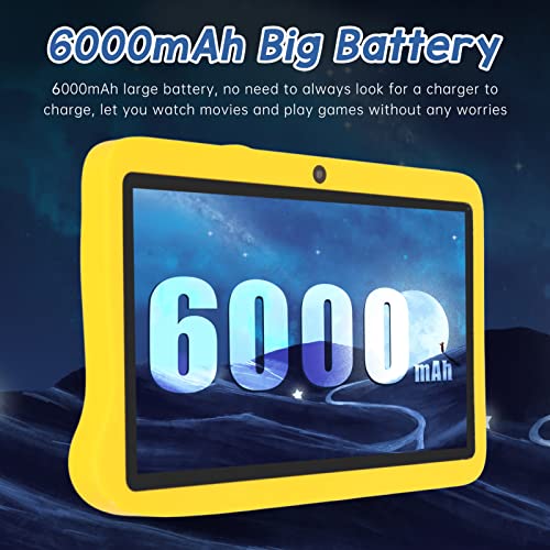 Naroote HD Tablet, 6000mAh Battery 7 Inch Kids Tablet 100-240V 2.4G 5G Dual Band Yellow Octa Core Processor for Study for Android 10 (Yellow)