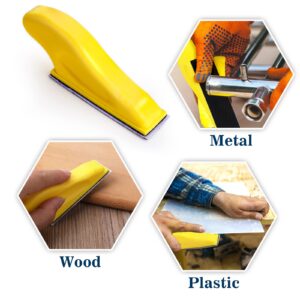 Micro Sander Kit with 50Pcs Sand Paper, 80 to 400 Grit Sandpaper Sheets 3.5 x 1.1 Inch Wet Dry Detail Sandpaper,Finger Sander for Crafts Wood Furniture Finishing,Metal Polishing 80/120/ 180/240/400