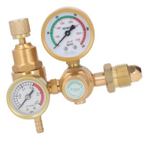 Kadimendium Gas Welding Regulator Argon CO2 Gauge TIG MIG Flowmeter 3500psi Cylinder Pressure Reducing Valve 1/4in Outlet 6.605GPM for Welding Welder