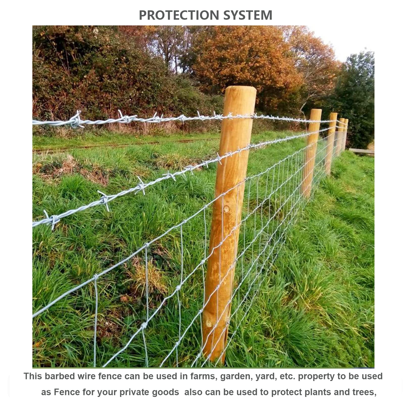 YAGJIA Barbed Wire 25 Ft, 4 Point Barbed Wire Fence, Hot-Dip Galvanized Barb Wire Roll, 18 Gauge Strong and Flexible Wire for Crafts Baseball Ball and Yard Garden