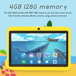 FOTABPYTI Tablet, 2.4G 5G Dual Band Front 2MP Rear 5MP LED Screen 7in Kids Tablet 100-240V Yellow for Reading for Android 10 (Yellow)