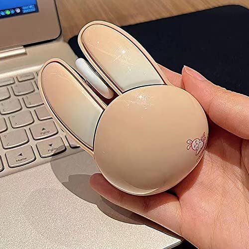 Lomiluskr Cute Bunny Wireless Mouse, Silent Mouse, 2.4G Wireless Mice, Candy Colors, Kawaii Rabbit Mouse for Girls and Kids (Beige Bunny)