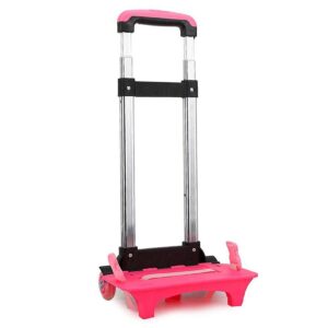 backpack hand truck wheeled cart trolley hand aluminium alloy folding trolley cart for schoolbag/backpack (pink with two wheels)