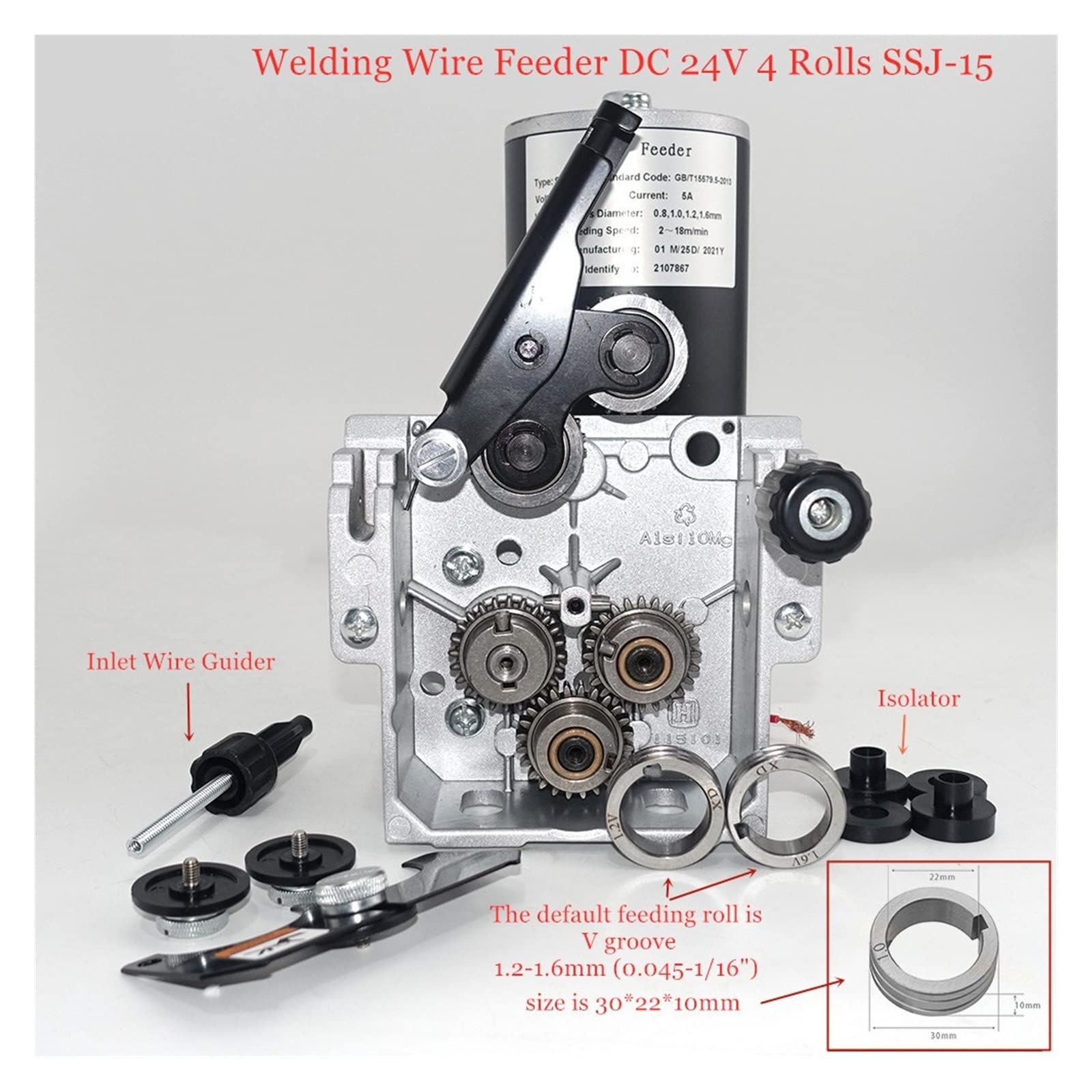 Portable Home Beginner Lightweight Welder 1pcs Welding Wire Feeder DC 24V 4 Rolls SSJ-15 Wire Feed Assembly Feeder Roll