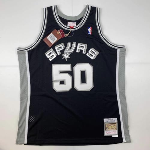 Autographed/Signed David Robinson San Antonio Spurs Black Authentic M&N Basketball Jersey Beckett BAS COA