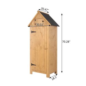 Outdoor Storage Cabinet, Garden Wood Tool Shed, Outside Wooden Shed Closet with Shelves and Latch for Yard, Patio, Deck and Porch