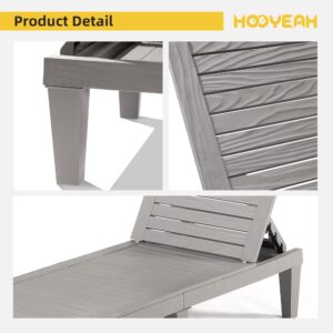 HOOYEAH Outdoor Chaise Lounge 2PCS, Adjustable Pool Lounge Chair with 5 Positions Backrest, Waterproof Sun Loungers, Durable Chair for Pool Beach Patio Garden Deck Sunbathing,Grey