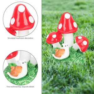 LUOZZY 5pcs Miniature Mushroom Mini Snail Mushroom Ornament Resin Bonsai Craft Photo Props Decor - Red