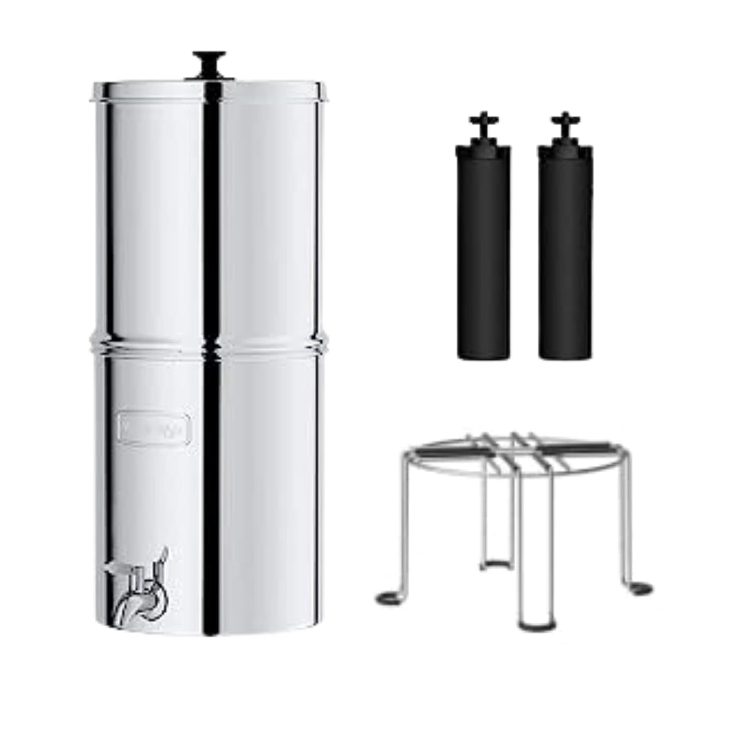 Waterdrop Gravity-fed Water Filter System, 2.25-Gallon Stainless-Steel Filter System, with 2 Filters, Metal Spigot and Stand, Reduces up to 99% of Chlorine & Bad Taste-King Tank Series