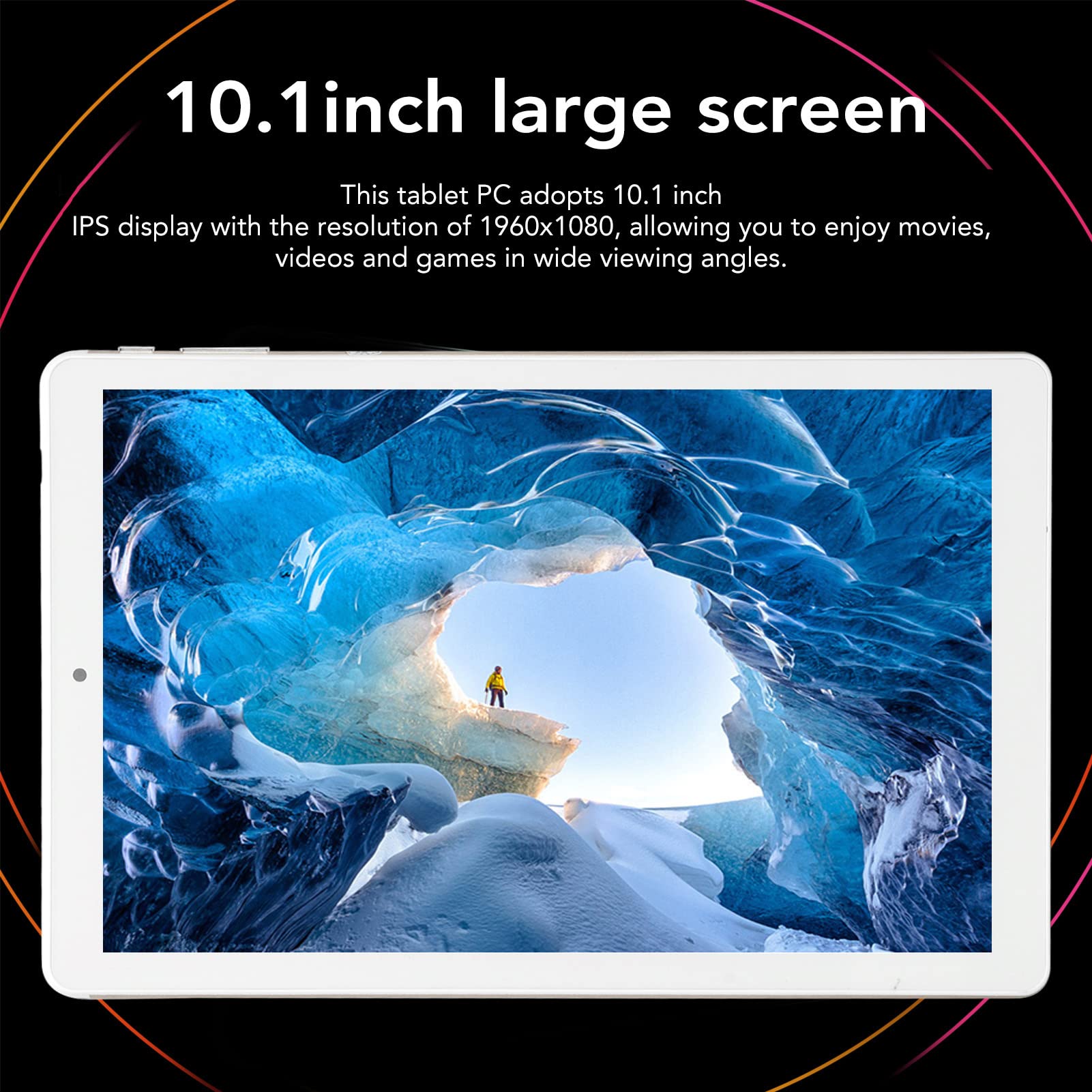 Sorandy 10.1 Inch Tablet Gold 1960x1080 IPS HD Display, Ultra Slim Educational Tablet, 5G WiFi Dual Band Tablet, 6GB RAM 128GB ROM, 5MP and 13MP Octa Core Processor, Long Lasting Battery