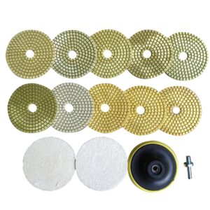 Diamond Polishing Pads 4 Inch 10 Packs 3/8"-11 Backer Pad Granite Polishing Kit Marble Polishing Kit Diamond Sanding Pads Granite Polishing Pads Concrete Polishing Pads Tile Polishing Pads For Grinder