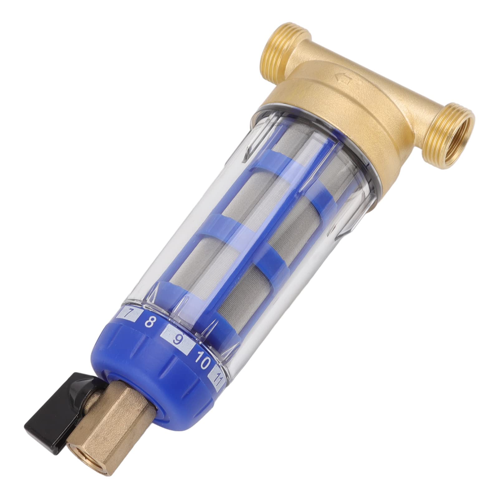 Pwshymi Whole House Spin Down Sediment Water Filter Refined Copper Head Spin Down Sediment Prefilter for Hiking, Camping, Travel Waterpurificationunit