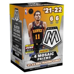 2021-22 mosaic nba basketball cards blaster box factory sealed 6 packs per box 6 cards per pack look for mosaic prizms in each box