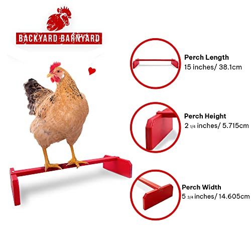 Backyard Barnyard Chicken Roosting Bar Perch for Baby Chicks to Adult Birds. Made in USA!!! Poultry Habitat, Brooder, Coops or Run. Easy-Clean Bird Stand for Chicks, Pollos, Laying Hens. (Red)