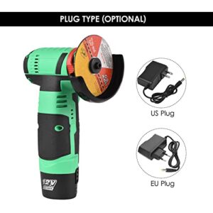 12V Cordless Angle Grinder Tool Kit Portable Lithium Electric Angle Grinder 19500rpm Mini Rechargeable Power Cutter with 2pcs Batteries 2pcs Grinding Discs for Grinding Polishing Cutting Rust Removing